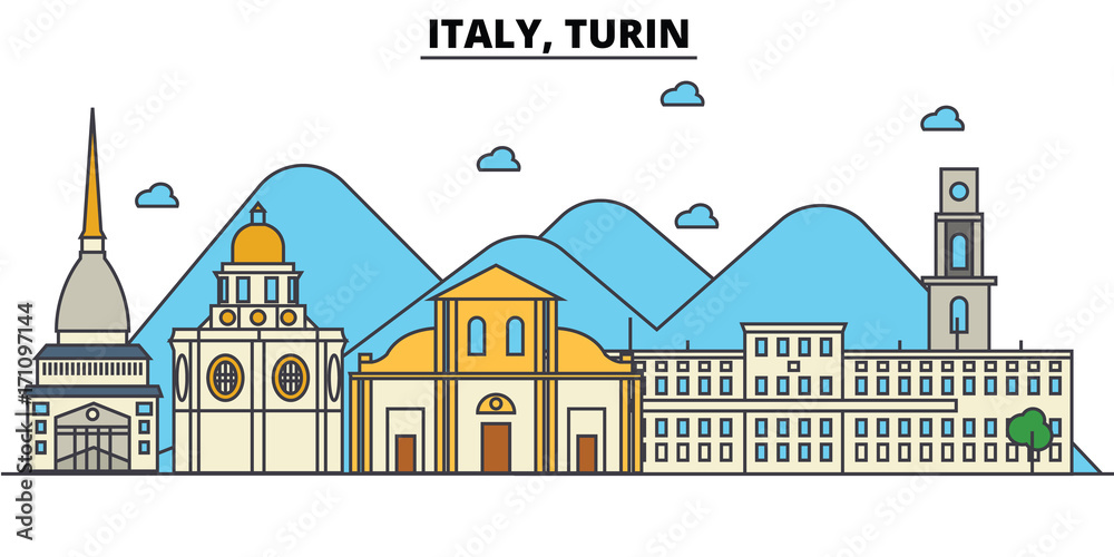 Italy, Turin. City skyline: architecture, buildings, streets ...