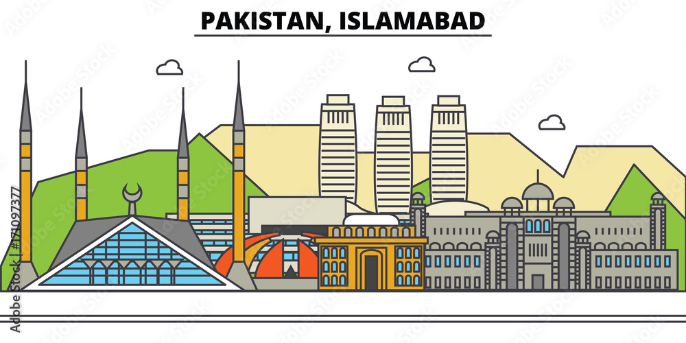 Pakistan, Islamabad. City skyline: architecture, buildings, streets ...