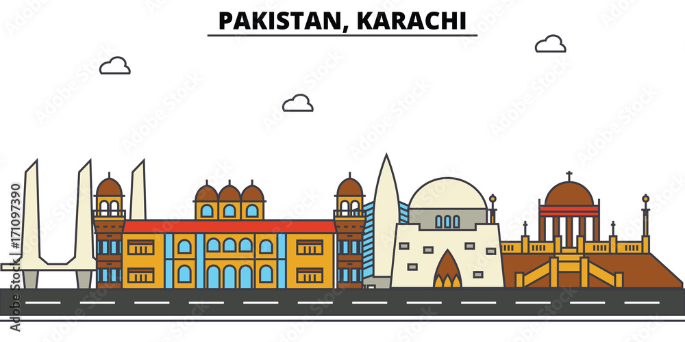 Pakistan, Karachi. City skyline: architecture, buildings, streets ...