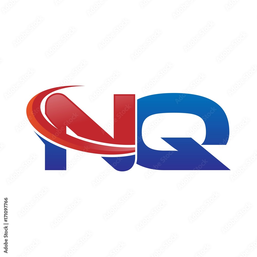 modern vector initial letters logo swoosh nq red blue Stock Vector ...