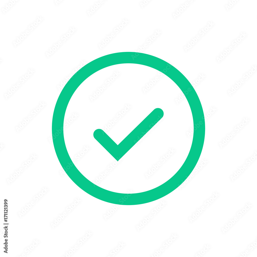 Green tick flat icon in circle. Stock Vector | Adobe Stock