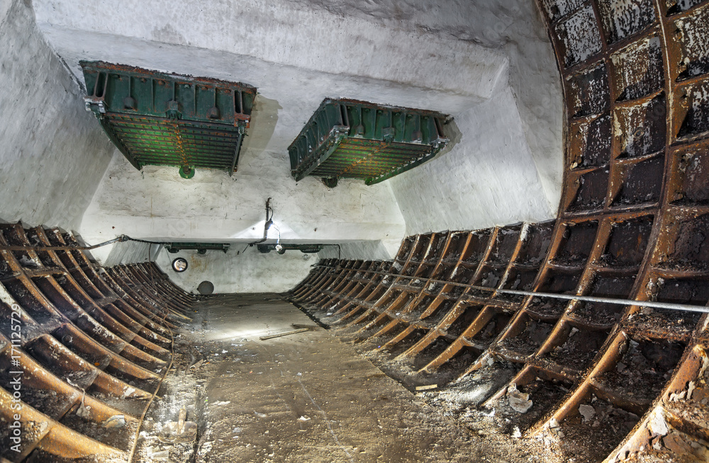 Abandoned old forgotten technical underground room. Emergency ...
