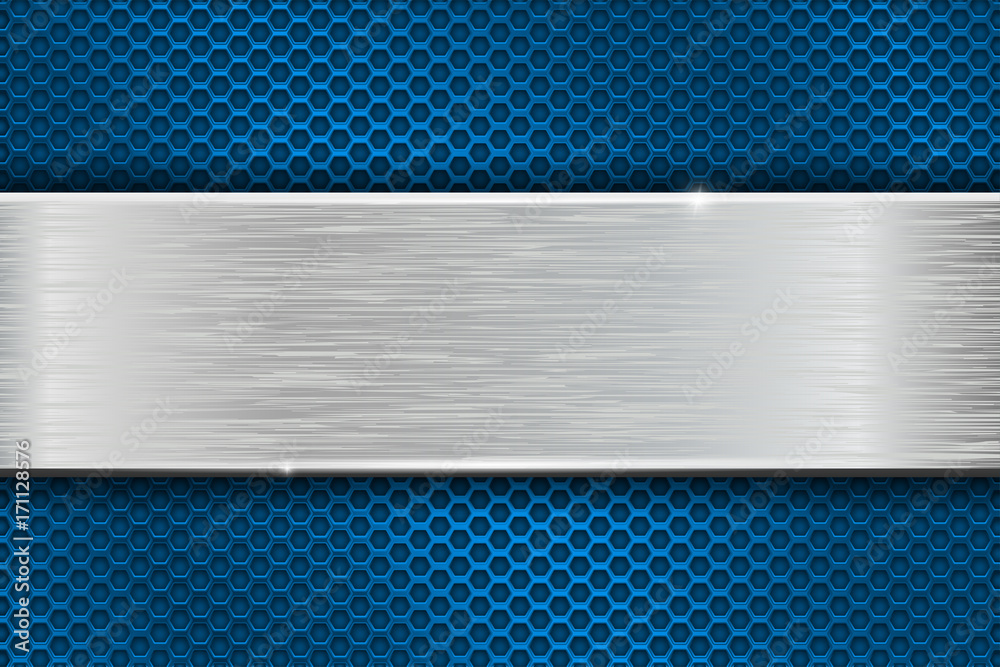 Iron brushed metal texture on blue perforated background Stock Vector ...