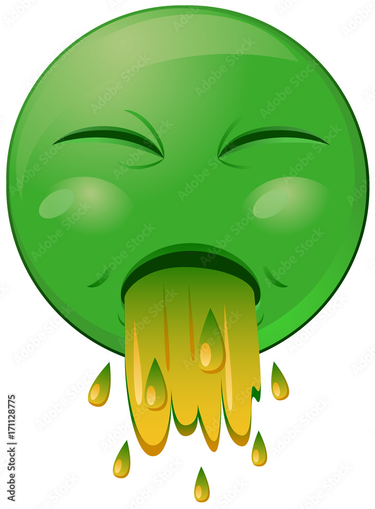 Green vomiting emoji vector image Stock Vector | Adobe Stock