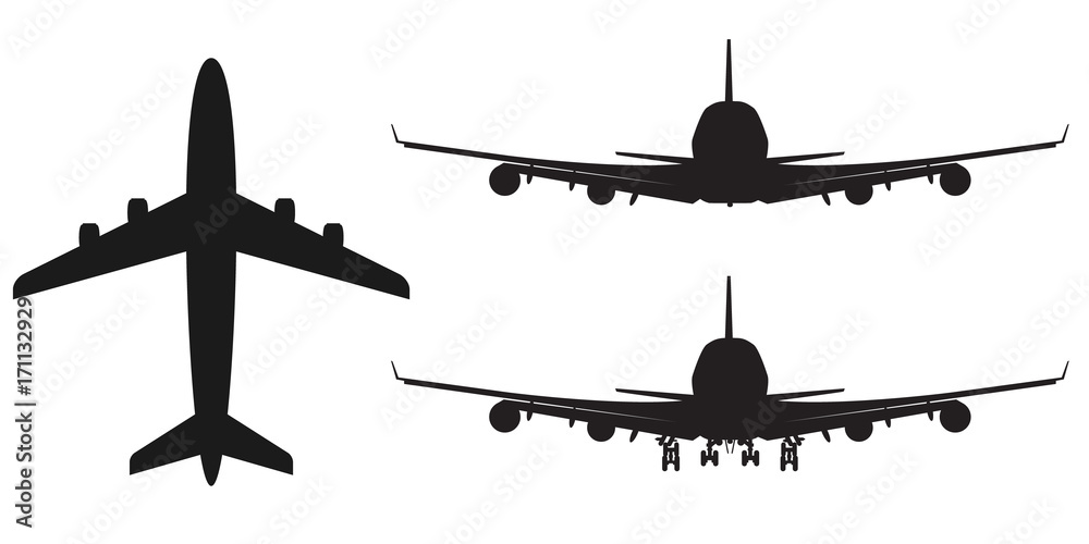 High-detailed Vector plane silhouette, solid illustration, isolated on ...