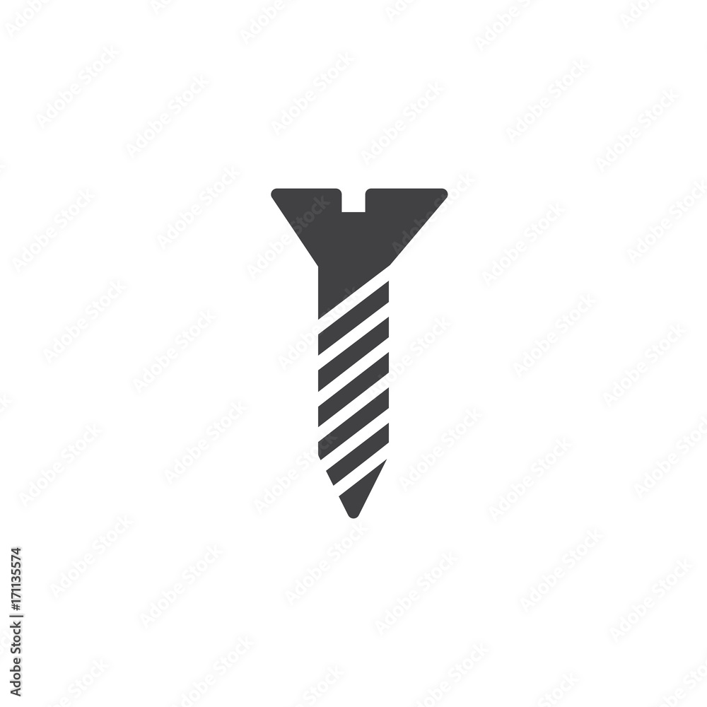 Screw icon vector, filled flat sign, solid pictogram isolated on white ...
