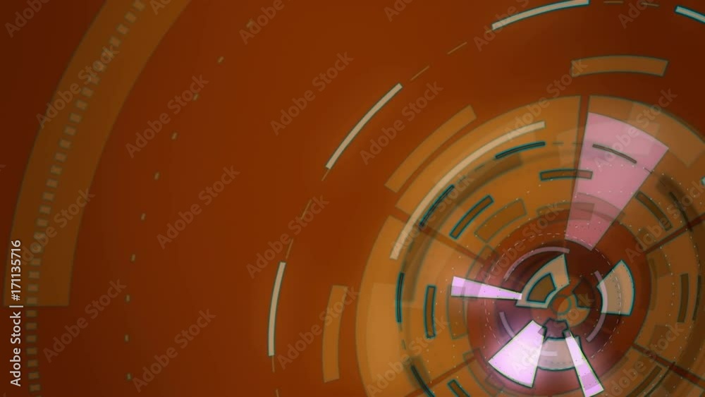 Video Stock Red abstract round animation, hi-tech background with ...