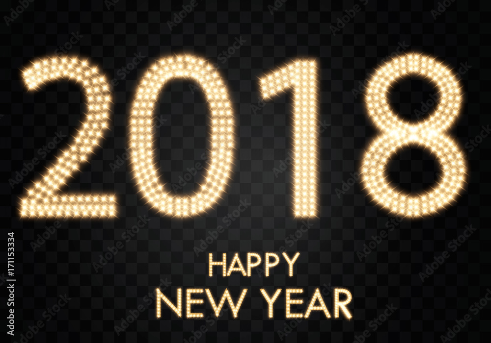 2018 Happy new year. Gold Numbers Design of greeting card. Happy New ...