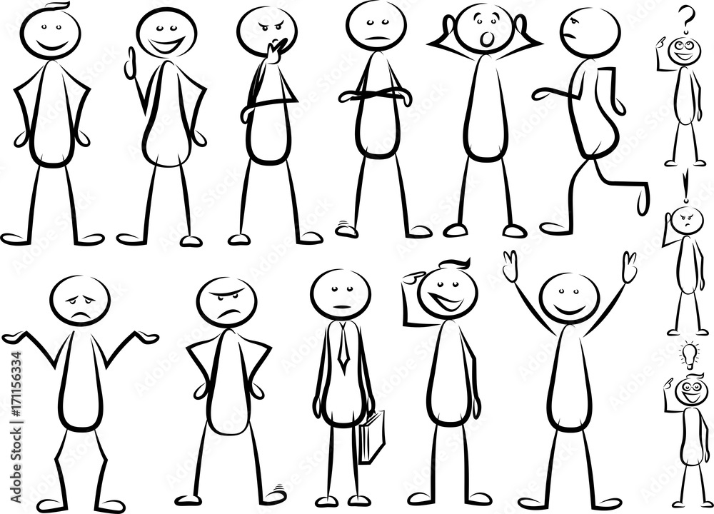 stickman - various positions vector set Stock Vector | Adobe Stock