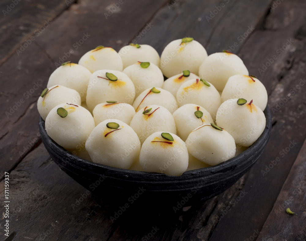 indian sweet Rasgulla, Famous Bengali Sweet over white Background Stock ...