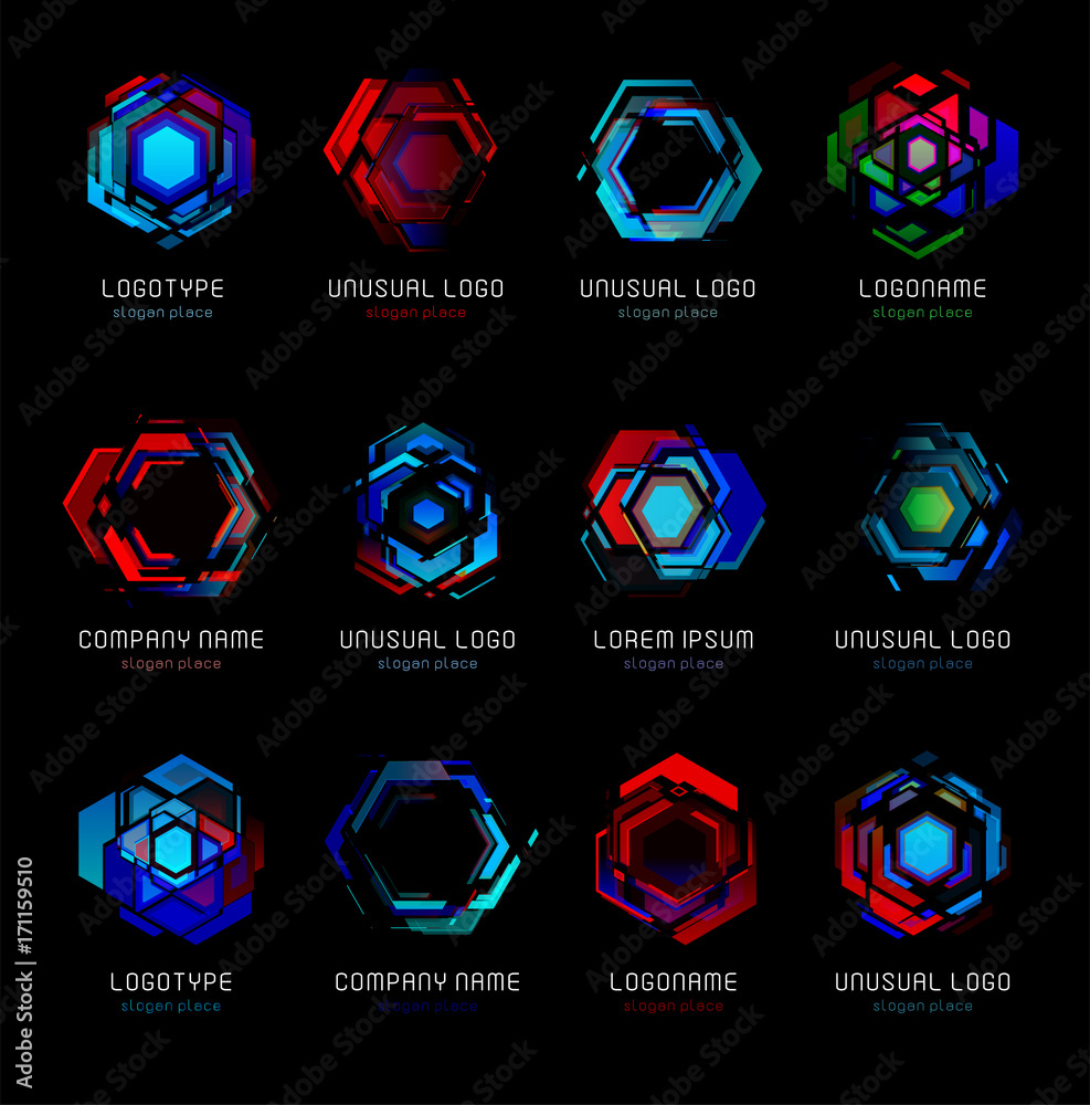 Futuristic reactor abstract colorful vector logo template. Innovative ...