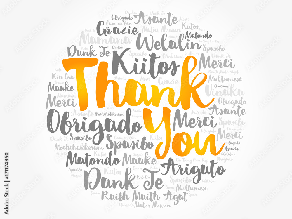 Thank You word cloud in different languages, concept background Stock ...