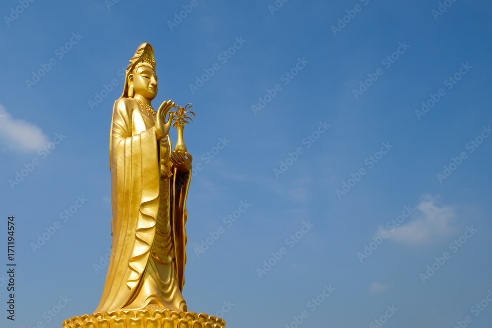 Chinese Goddess of compassion and mercy Guan Yin (Guan Yim). Standing ...