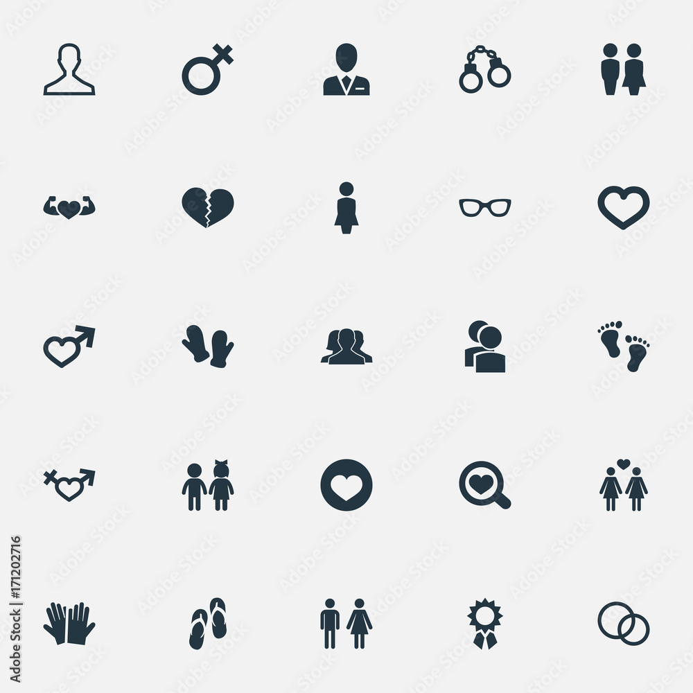 Vector Illustration Set Of Simple Couple Icons. Elements Spectacles ...