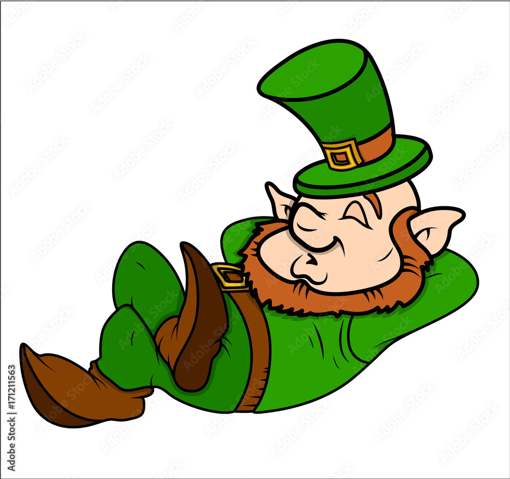 Sleeping Cartoon Leprechaun Stock Vector | Adobe Stock