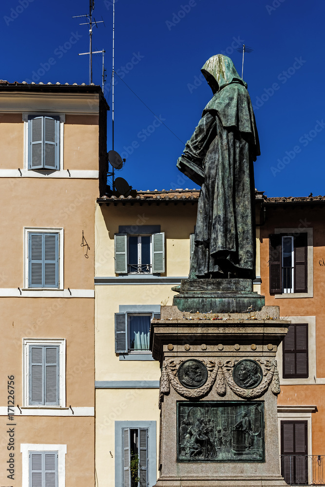 Naklejka Monument to Giordano Bruno in Rome, Italy. Bruno was an ...