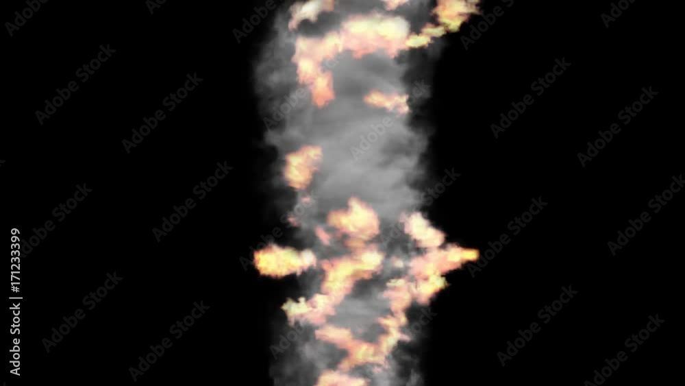 Animated bursting and spreading flames turning into fire tornado or ...