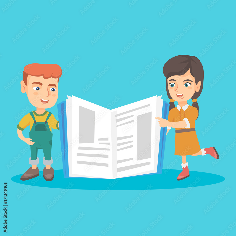 Boy And Girl Reading Clipart