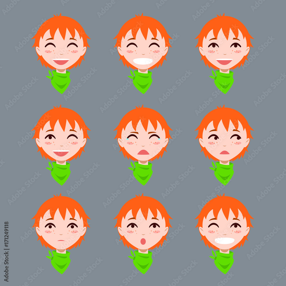 Set of male emoji characters. Cartoon style emotion icons. Isolated ...