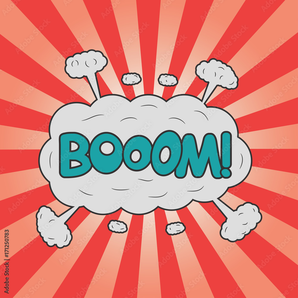 BOOM! Effect for design comic strip. Comic background. Red Sunburst ...