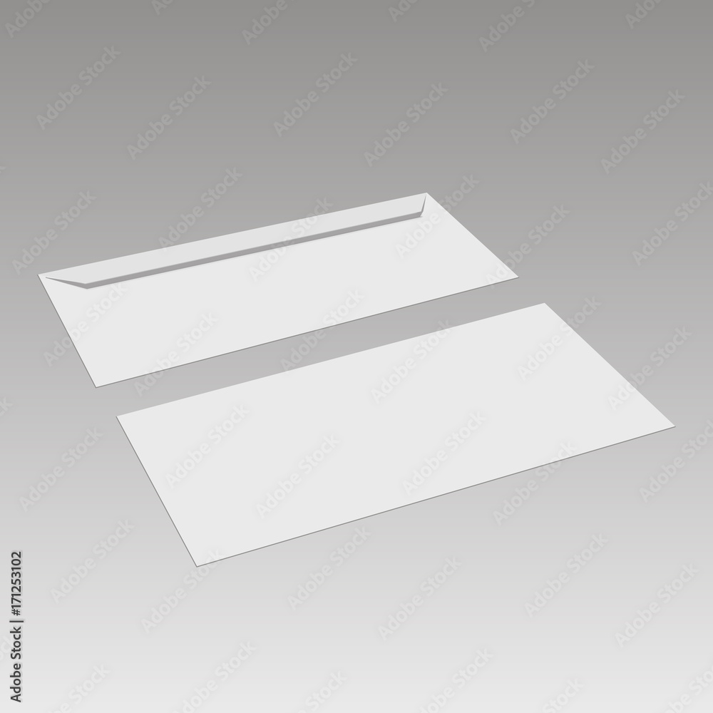 Blank realistic envelope front and back view mock up. Vector Stock ...