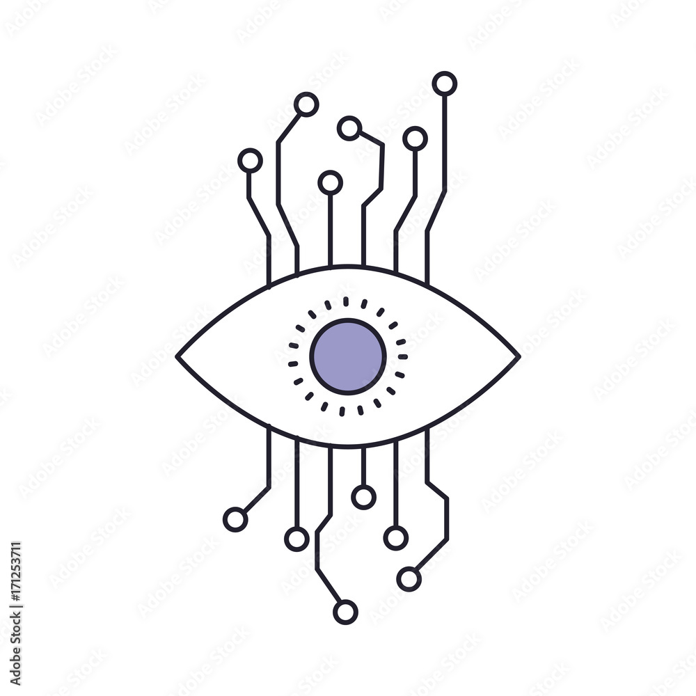 eye cyber security icon in color section silhouette vector illustration ...