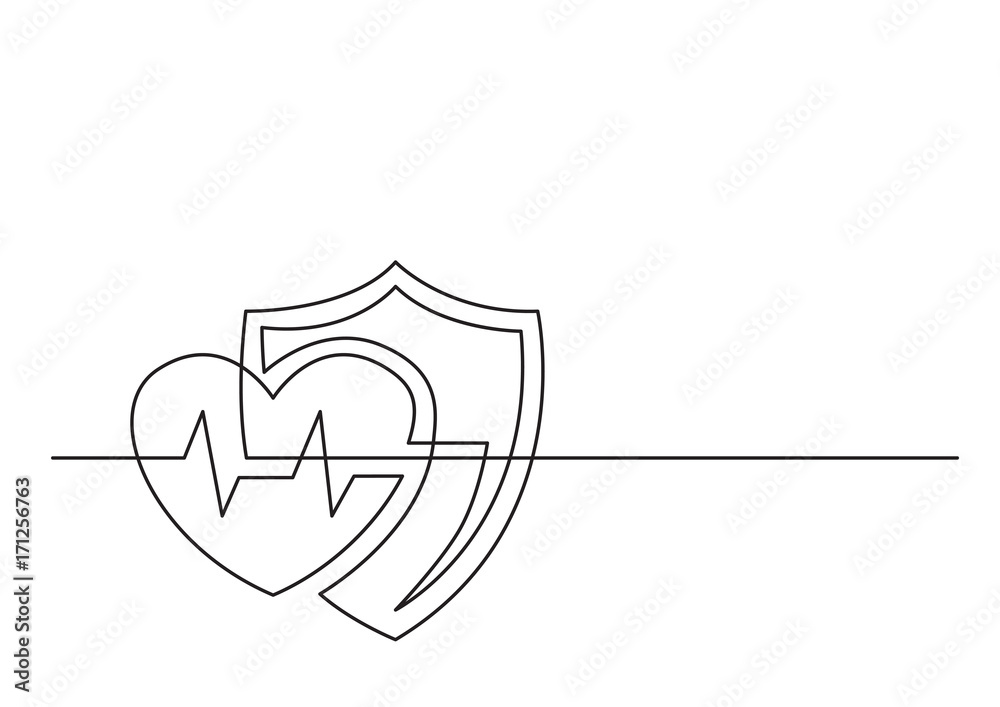 continuous line drawing of heart health protection Stock Vector | Adobe ...