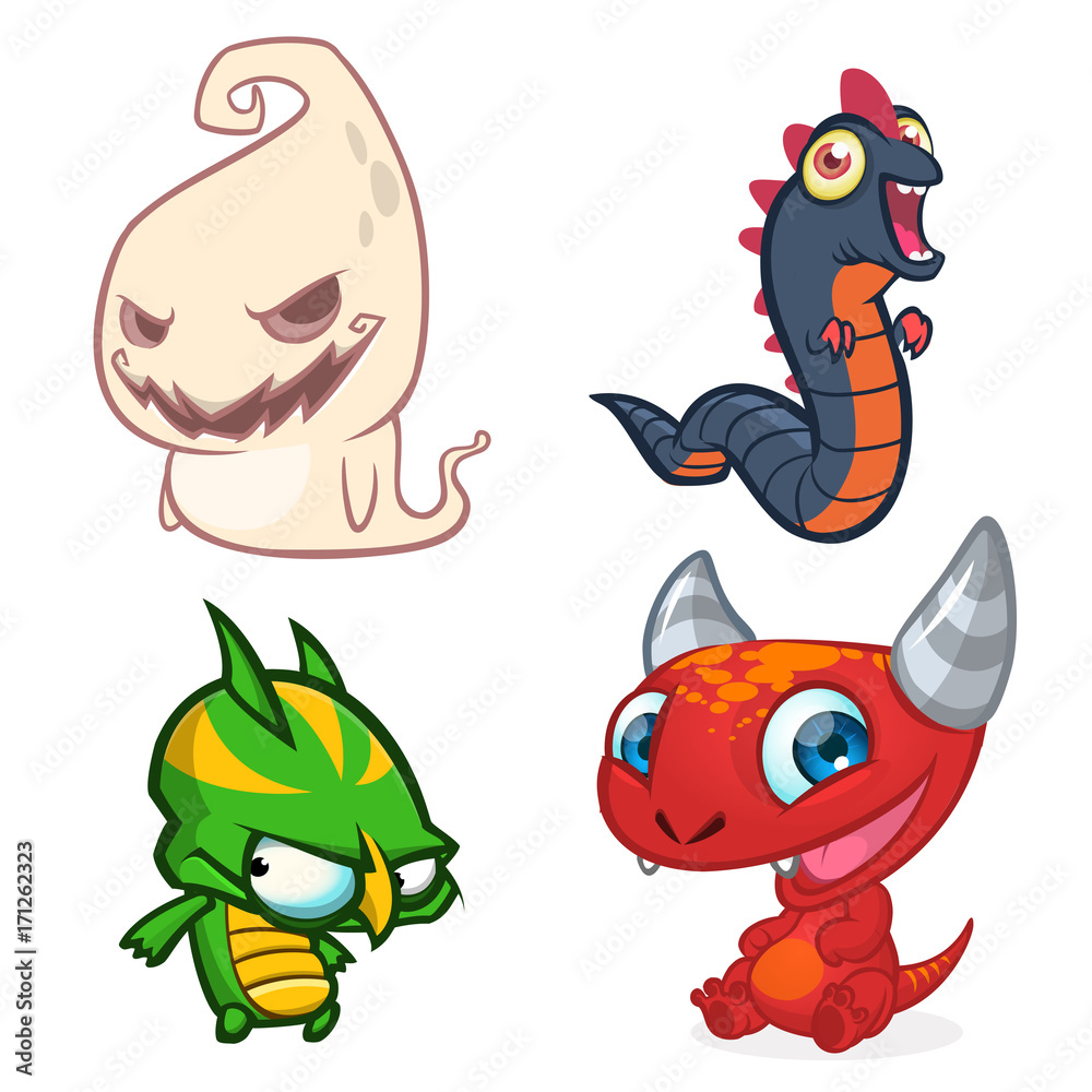 Cartoon Monsters. Vector set of cartoon monsters isolated. Design for ...