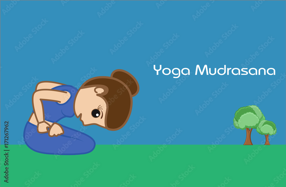 Yoga Cartoon Vector Pose - Yoga Mudrasana Stock Vector | Adobe Stock