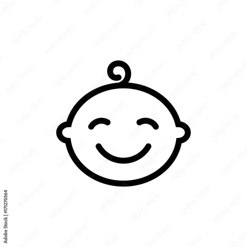 Cute baby boy face thin line icon. Outline symbol little boy for the ...