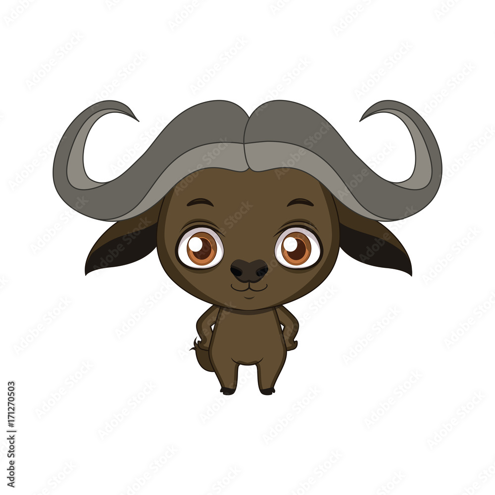 Cute stylized cartoon buffalo illustration ( for fun educational ...