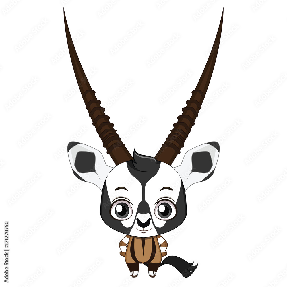 Cute stylized cartoon oryx illustration ( for fun educational purposes ...