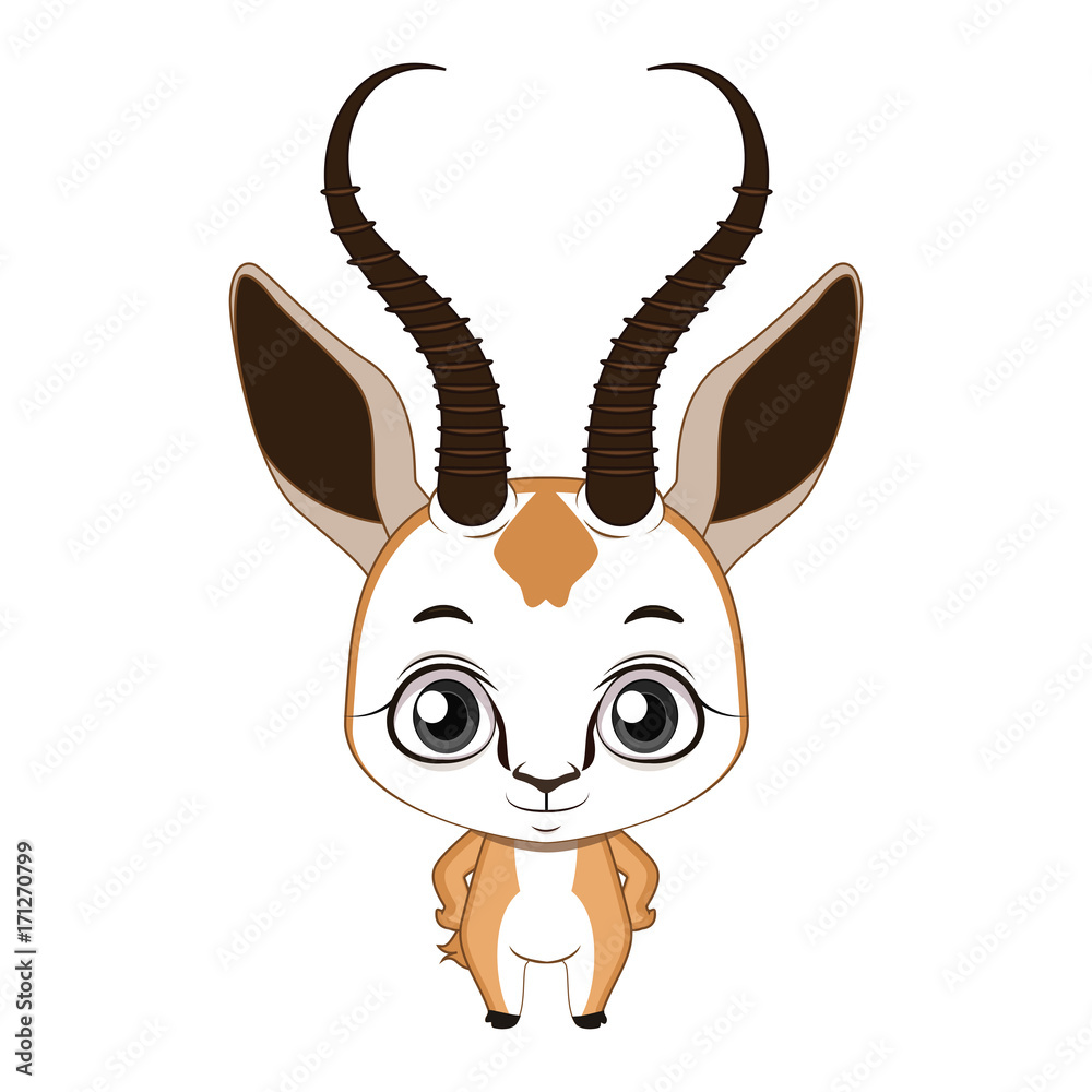 Cute stylized cartoon springbok illustration ( for fun educational ...