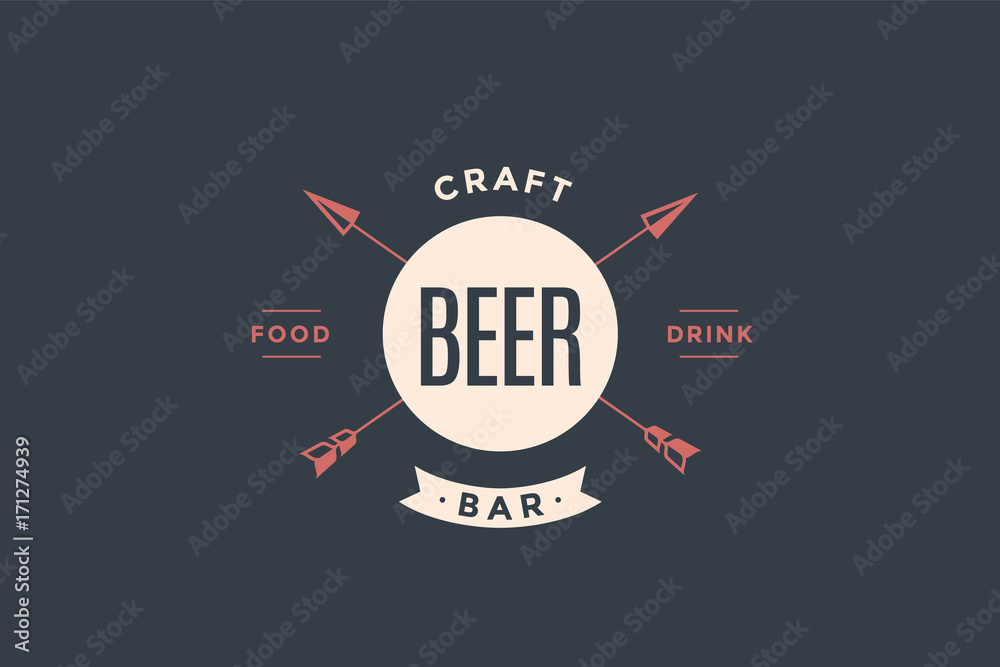 Emblem of Beer bar with arrows and text Craft bar, Beer, Food, Drink ...