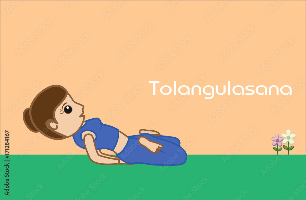 Yoga Cartoon Vector Pose - Tolangulasana Stock Vector | Adobe Stock