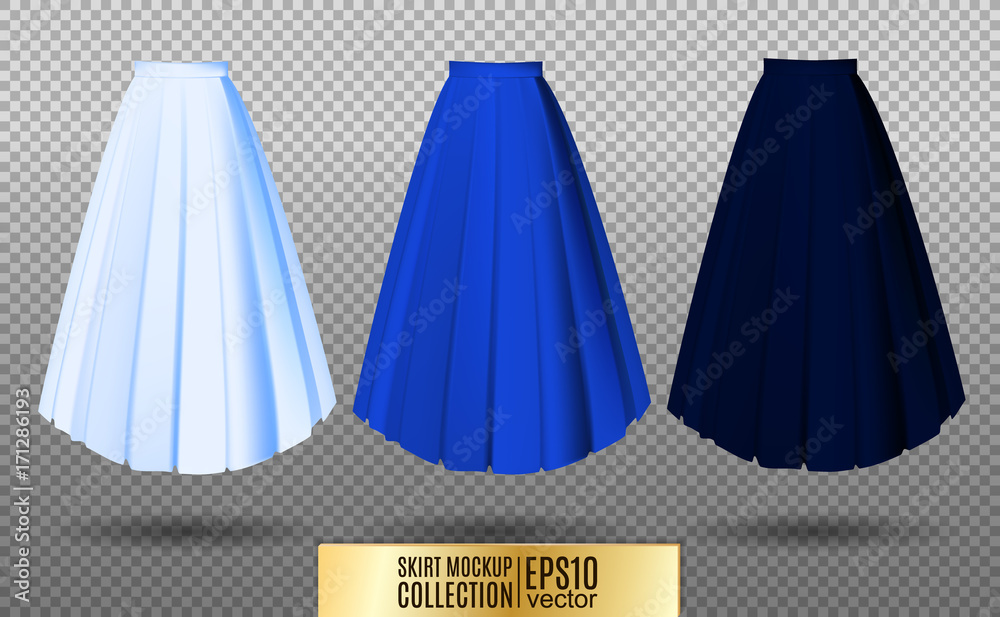 Vector illustration of different model skirt on transparent background ...