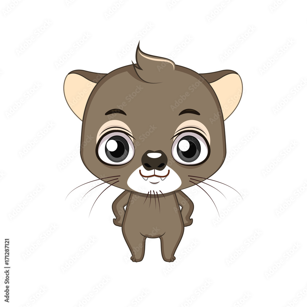 Cute stylized cartoon rock hyrax illustration ( for fun educational ...