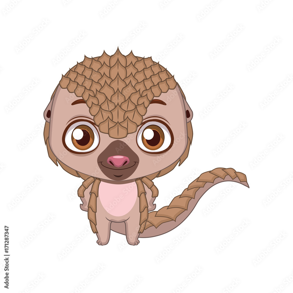 Cute stylized cartoon pangolin illustration ( for fun educational ...