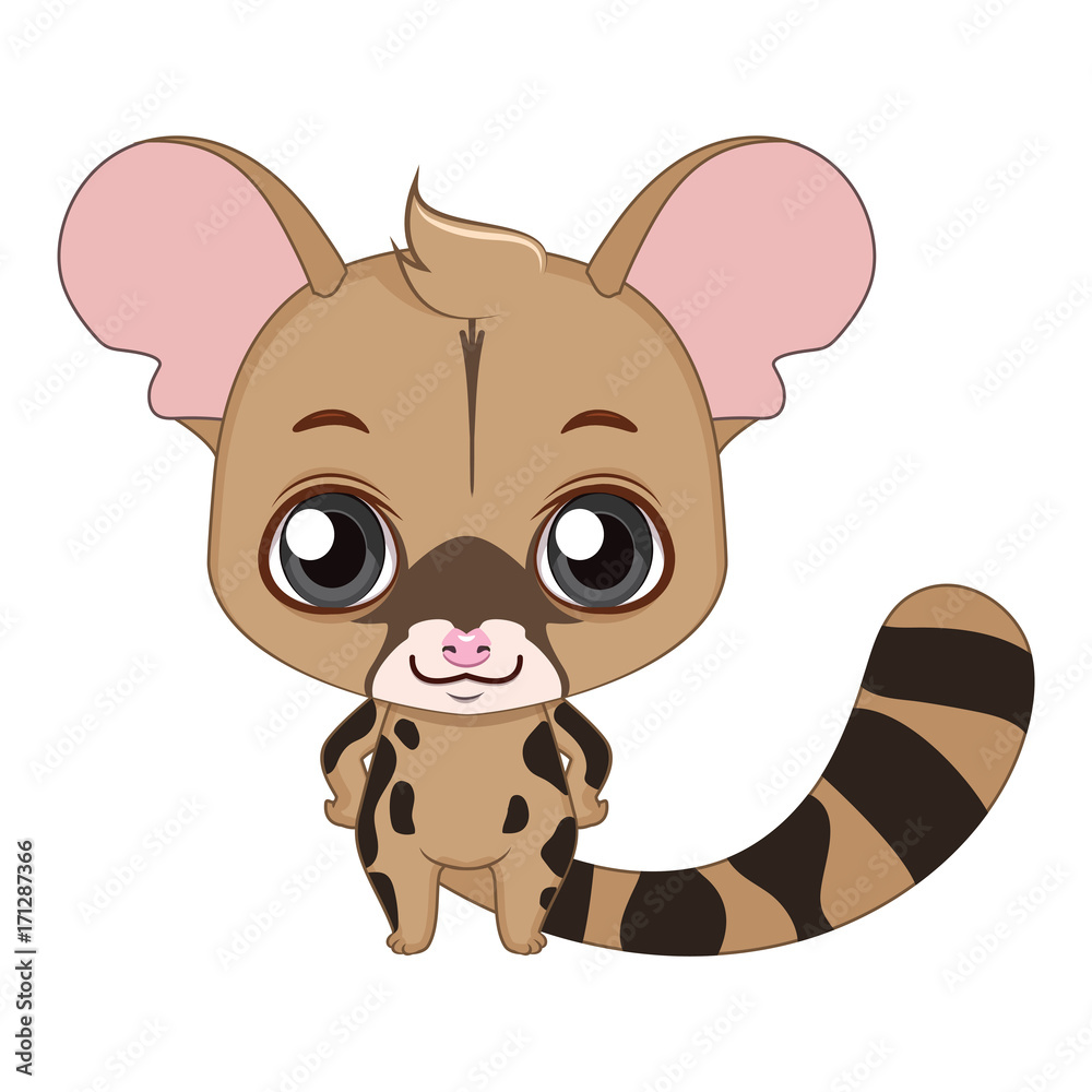 Cute stylized cartoon linsang illustration ( for fun educational ...