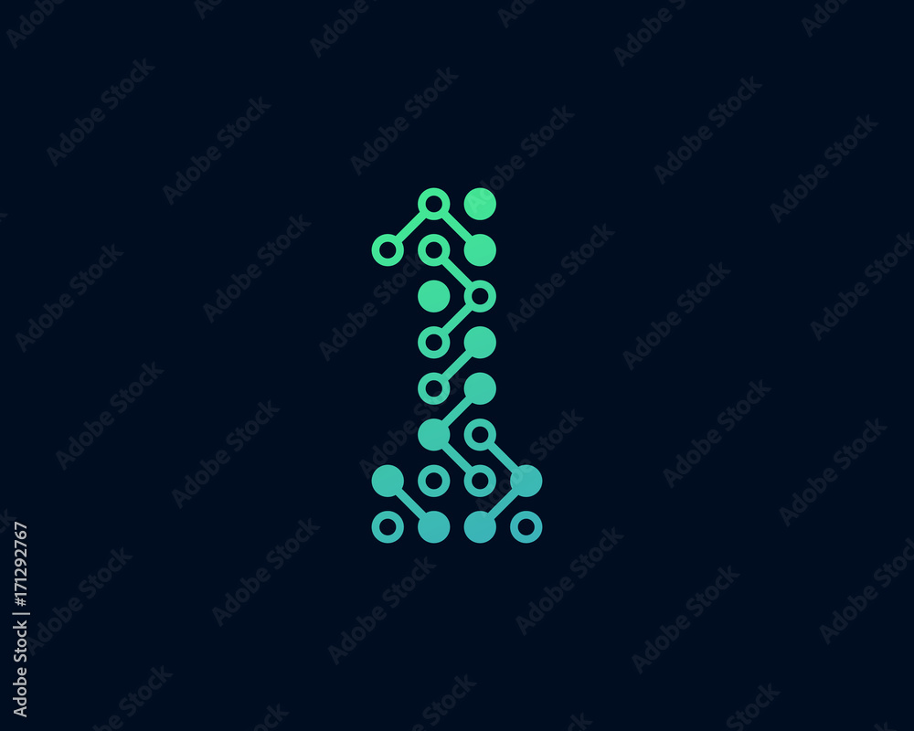 Circuit Digital Technology Number 1 Icon Logo Design Element Stock ...