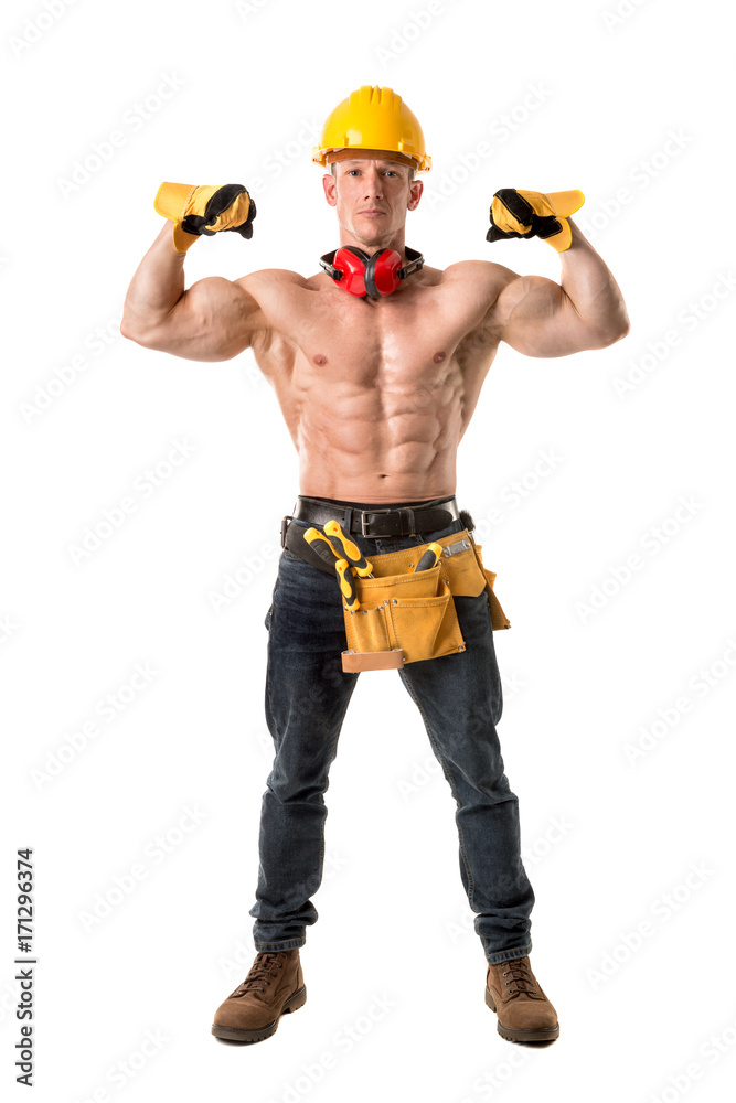 Strong construction worker Stock Photo | Adobe Stock