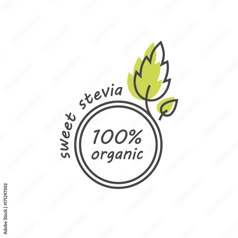 Vector set of stevia labels, logos, badges, icons. Natural sweetener ...