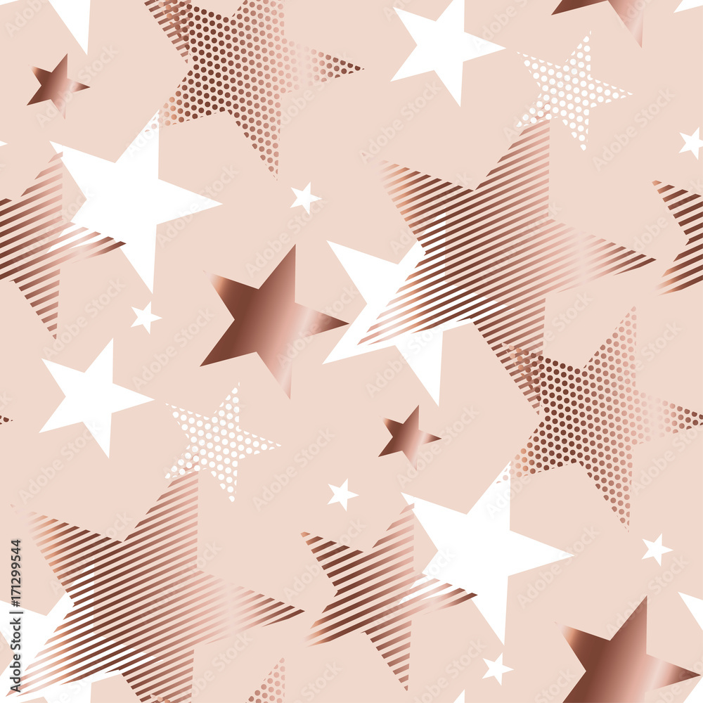 rose gold color abstract geometry star vector illustration. tender ...