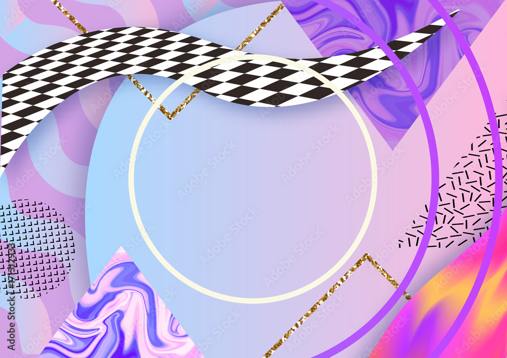 Abstract hipster color composition in trendy 90s style with geometric ...