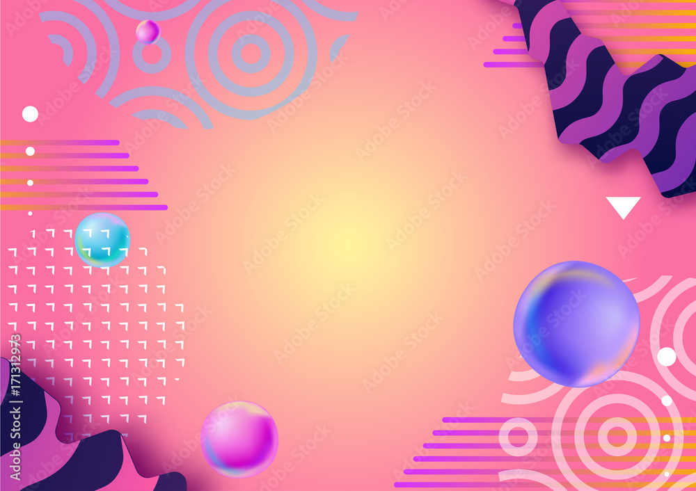 Abstract hipster color composition in trendy 90s style with geometric ...