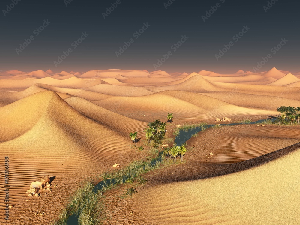 Global temperature change idea. solitary sand ridges under dramatic ...