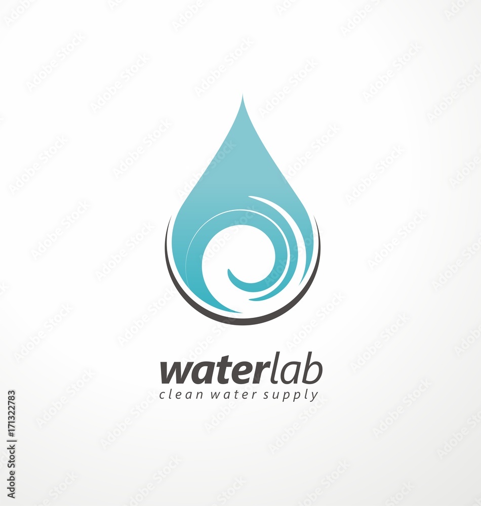 Water supply logo design template with water drop and swirl design ...