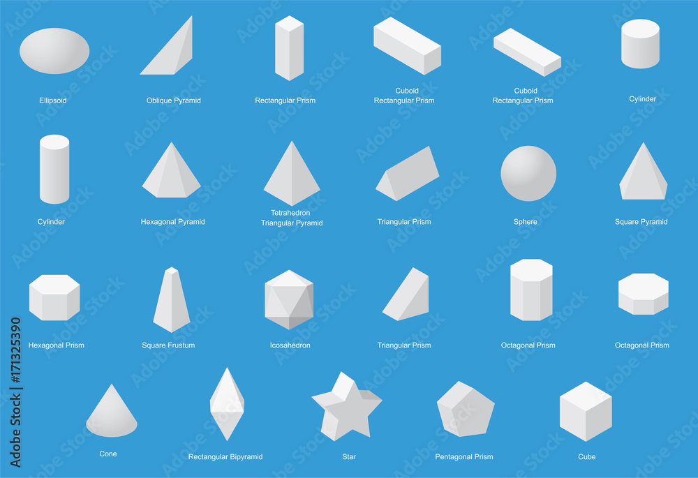 set of Basic geometric shapes. Geometric solids vector isolated on a ...