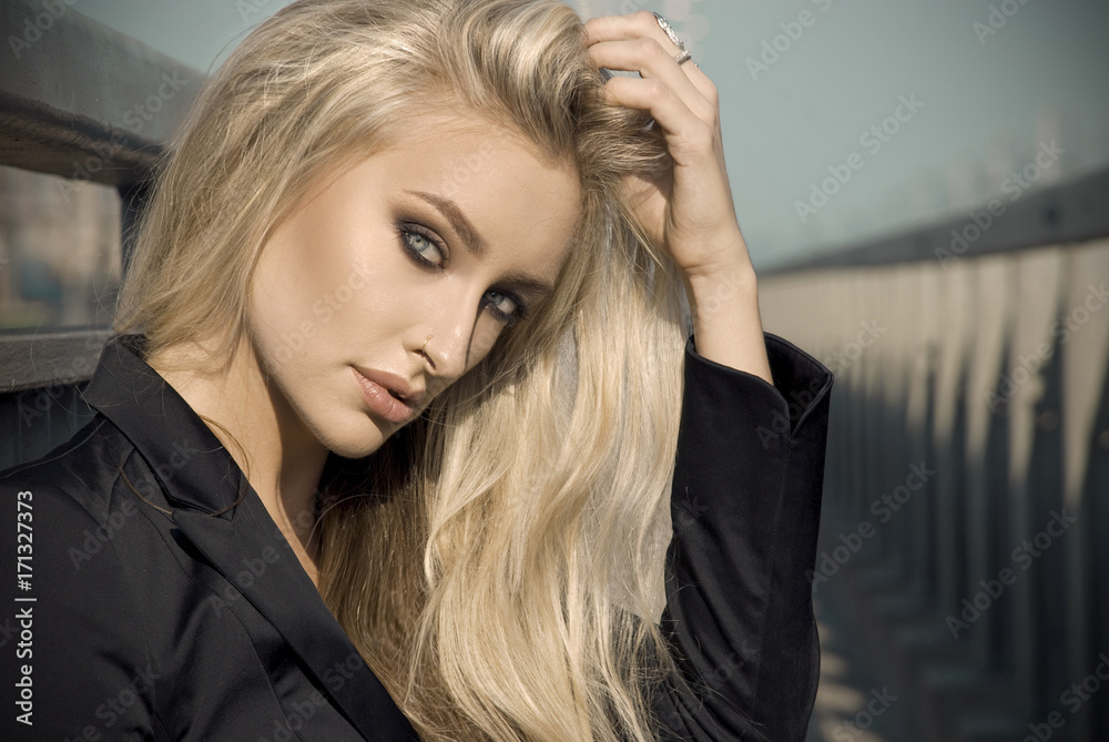 Beautiful portrait of a woman with nice face. Light colored portrait ...