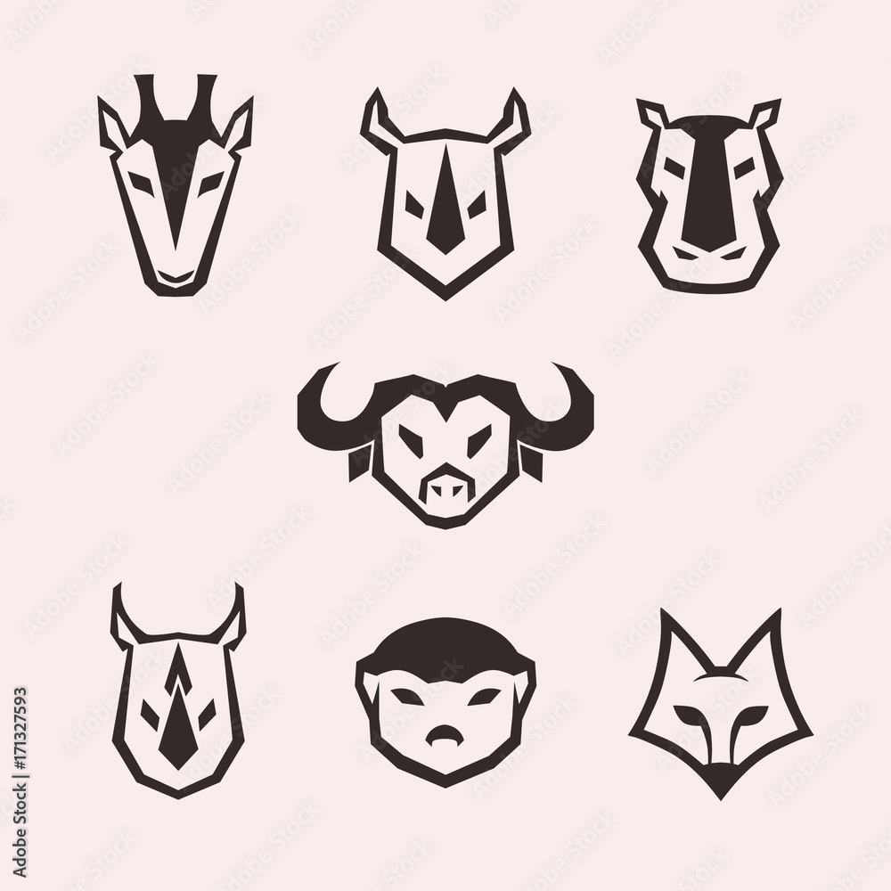 Set of animal head icons. Logo for your project. Vector illustration ...